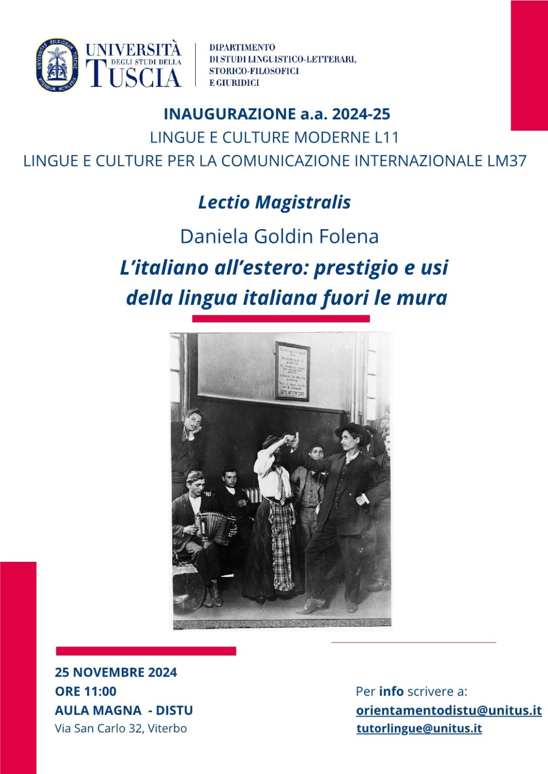 Lectio Magistralis corsi di laurea L11 e LM37 - Aula magna San Carlo ...